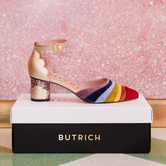 Butrich | Shoes | Like New Butrich Multicolor Leather Velvet Sandals ...